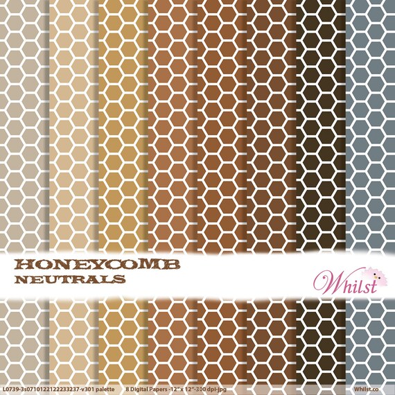 Digital paper brown honeycomb digital paper kraft gold gray