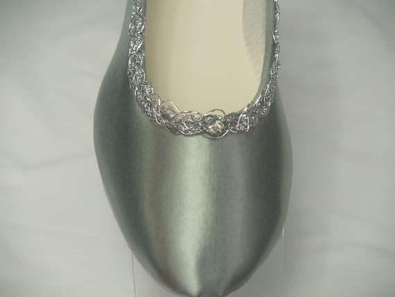 Silver Wedding flats Satin ballet slippers Shoes by NewBrideCo