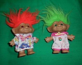 Two Vintage Troll Dolls