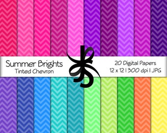 Digital Clipart-Chevron Hearts-Summer Bright Colors-Chevron