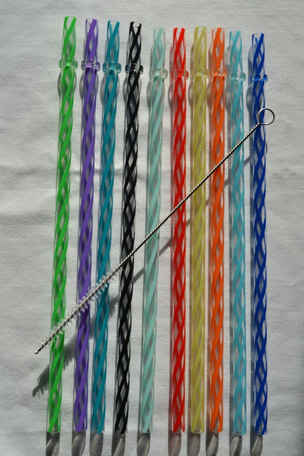 Reusable 9 Inch Clear Swirly Straws Cleaning Brush