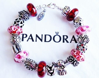 Authentic Pandora Bracelet W/receipt Gift box and European beads and ...