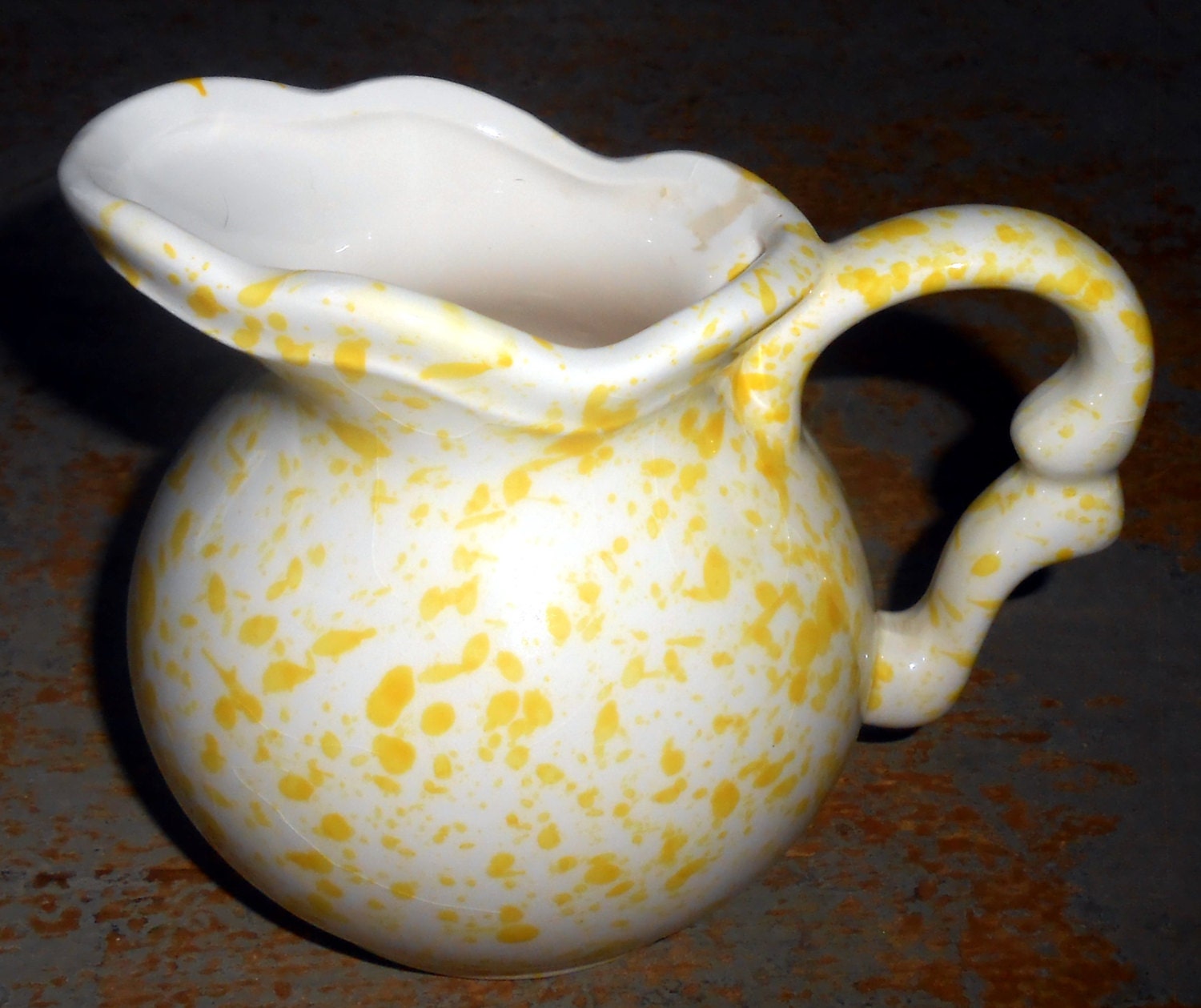 Vintage Creamer, Yellow, Small, Pitcher, Vase, Syrup Pitcher, Pottery ...