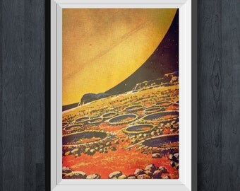 Wall art Space travel to Mars Vintage Style by TheCuratorsPrints
