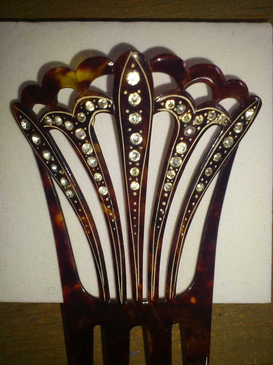 Celluloid tortoiseshell diamante studded circa 1930’s hair comb
