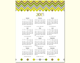 Wall calendar Chevron calendar Printable calendar 2015 calendar 2015 ...