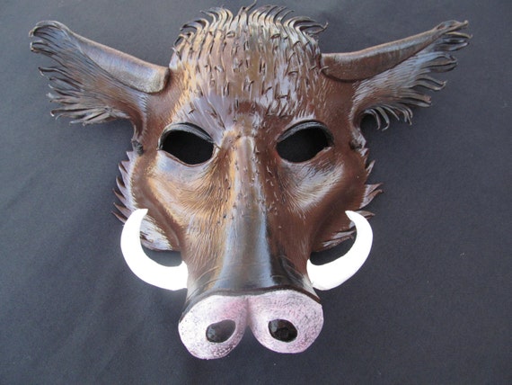 Items similar to Leather Wild European Boar ( Pig!) Masquerade Mask on Etsy