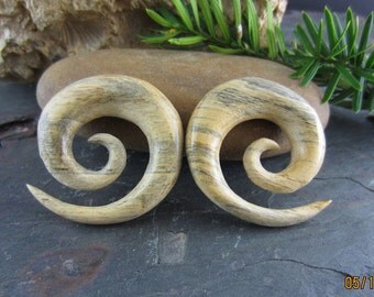 00G-10mm Excellent wooden spiral Spiral Organic Ear Gauge, Tribal Gauge ...