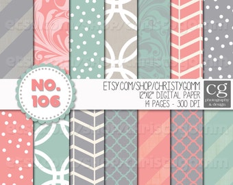 Love Birds Printable Digital Paper Pack 12x12