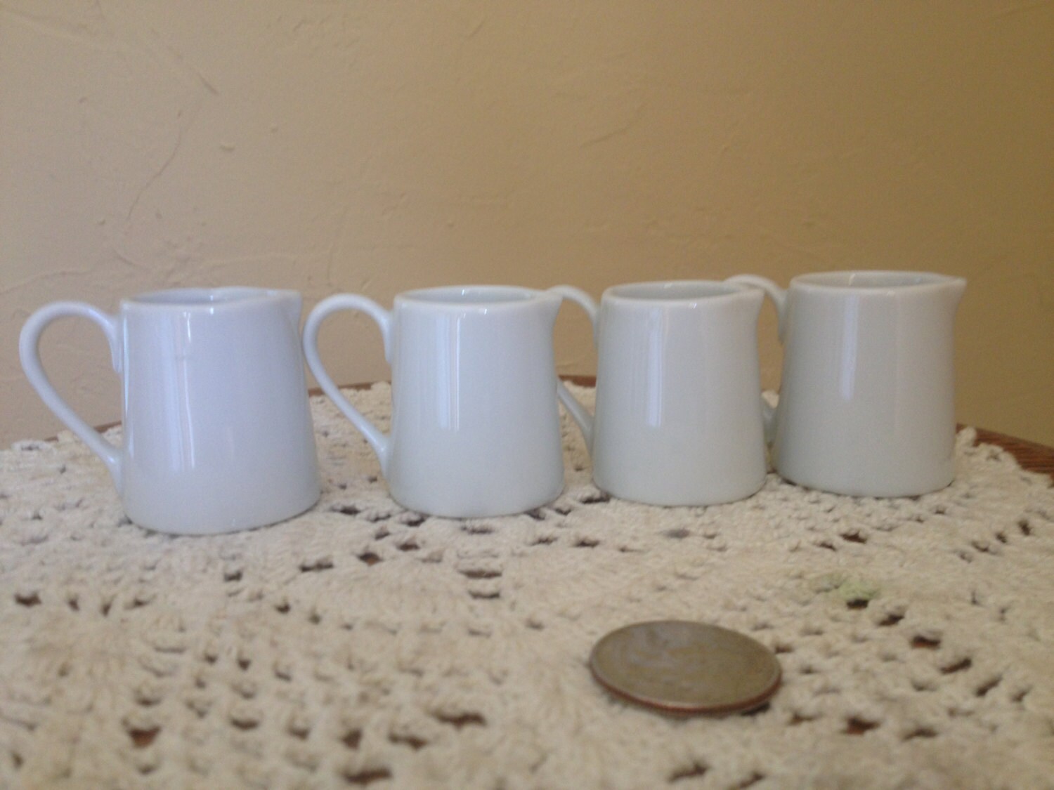 Set of (4) Small Miniature Creamer Pitchers White Ivory 1 1/2″ tall ...