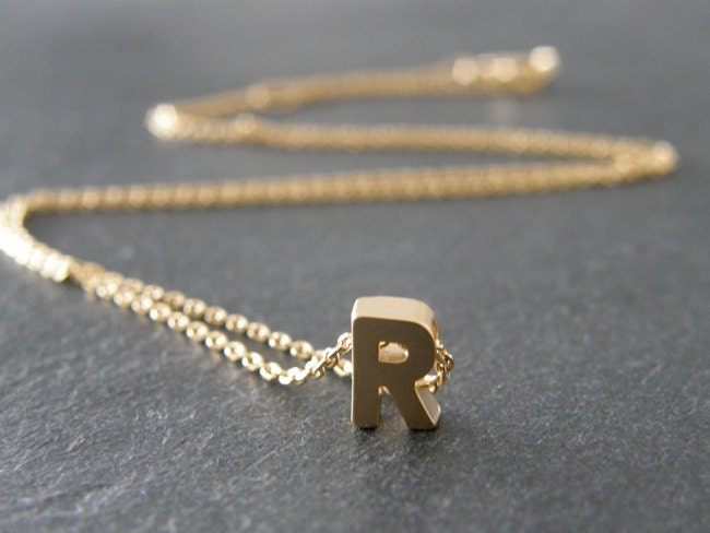 Gold Initial Letter R Necklace Personalized Necklace Wedding