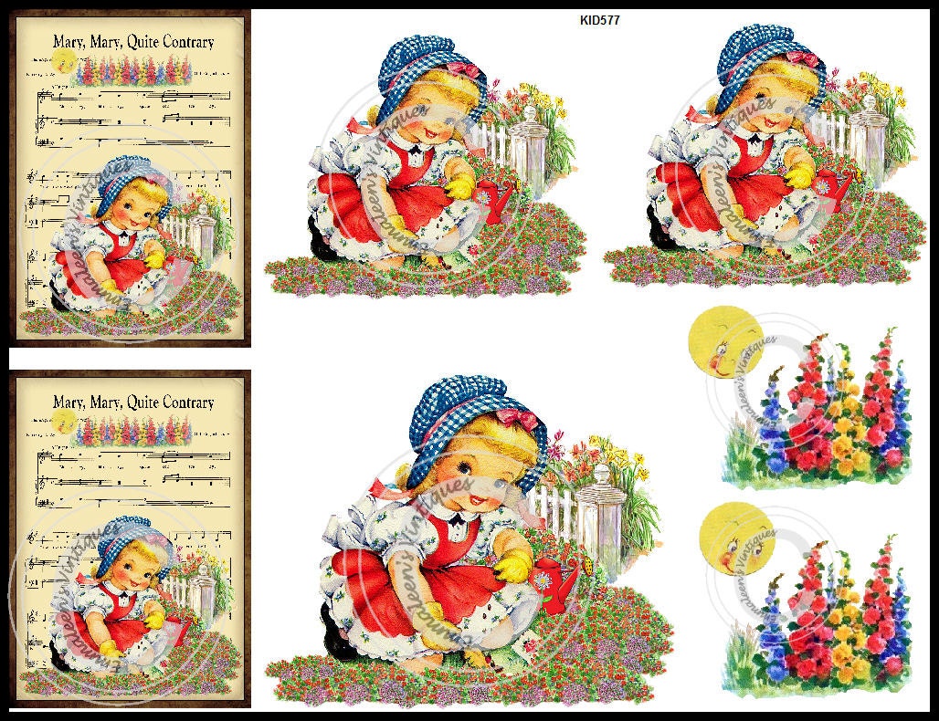 Vintage Shabby Grunge Nursery Mary Mary Quite Contrary Waterslide ...