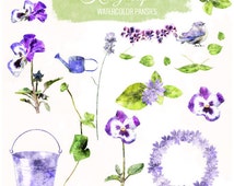 Popular items for watercolor pansy on Etsy