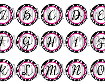INSTANT DOWNLOAD Pink Circle Border with Zebra Print and Fancy Alphabet ...