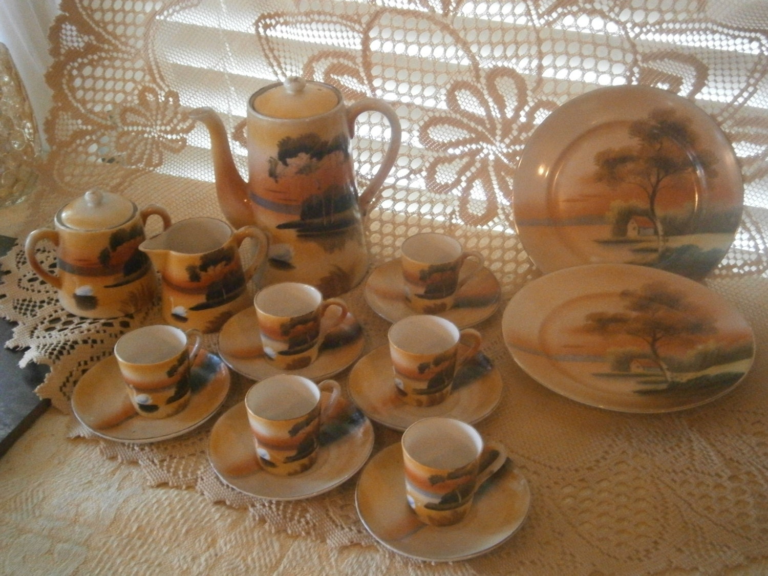 Demitasse Coffee Set, 19 Pcs. Hand Painted, Made in Japan, Vintage ...
