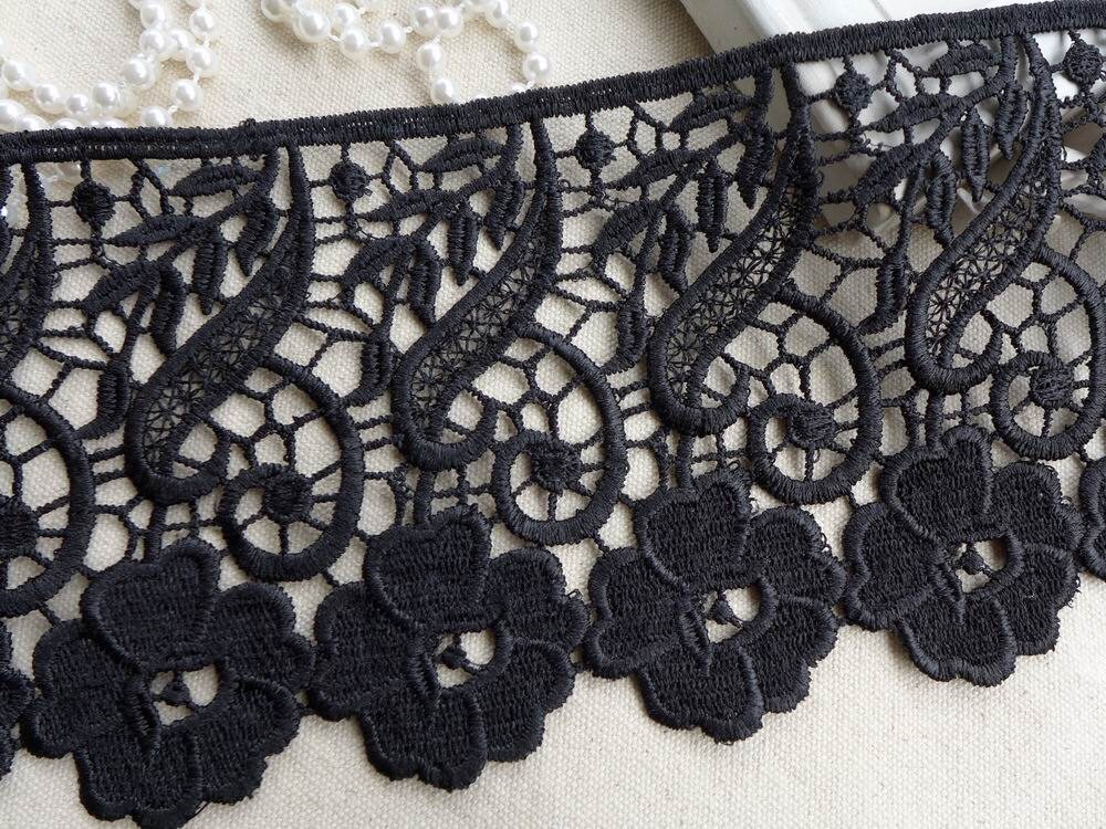 Black Venise Lace Trim Flower Trim Guipure Lace Black Lace