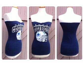 DALLAS COWBOYS Sexy Tube Top, Upcycled Cowgirl Country Western Shirt ...