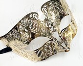 Gold Masquerade Mask, Phantom Mask, Mens Masquerade Mask, Unisex Mask ...