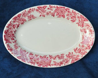 Jackson China Oval Red Platter - Jessica Pattern - 11.5 inches