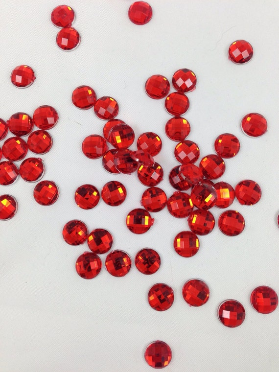50 Faceted Red Rhinestones 8mm Rhinestones Acrylic