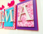 Custom hanging wooden nursery letters by LoveyLettersbyLeah