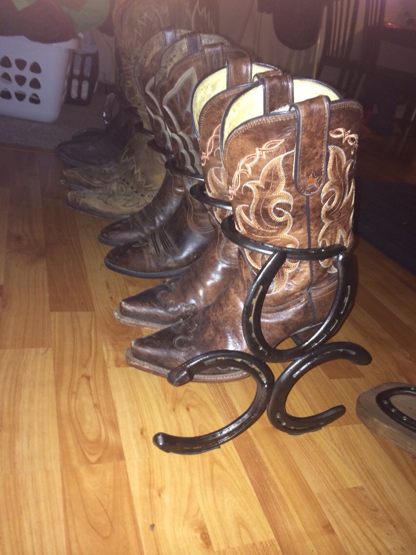 4 Pair Horseshoe boot rack by BHcreativedesigns on Etsy