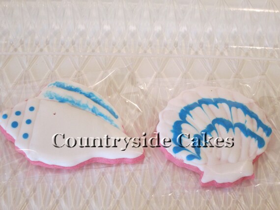 Seashell Decorated Sugar Cookies 1 dozen by CountrysideCakes