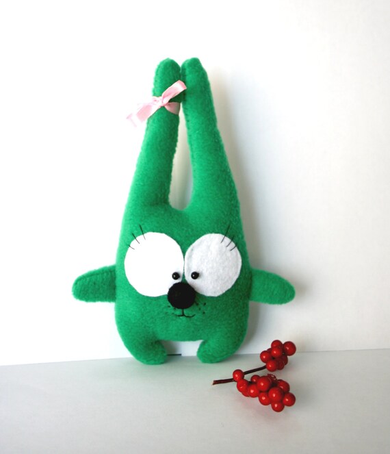 Items similar to Green Fleece Hare. Handmade Rabbit. Soft Sculpture ...