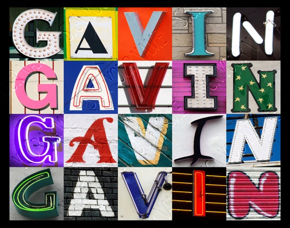 Personalized Poster featuring GAVIN showcased in photos of