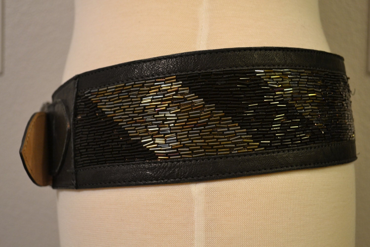 Women's Leather Contour Belt Black washed by SofiaNLillysBoutique