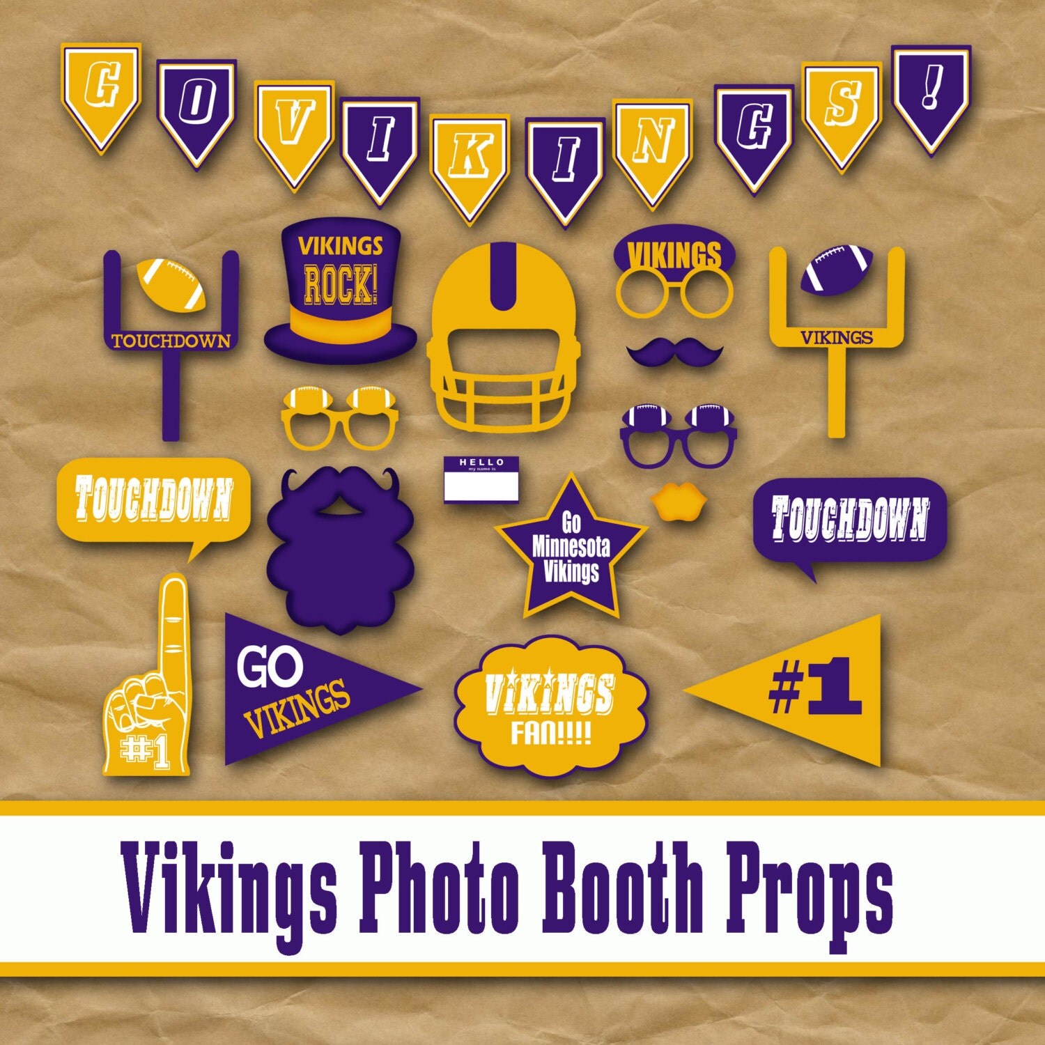 Vikings Football Photo Booth Props and Party Decorations