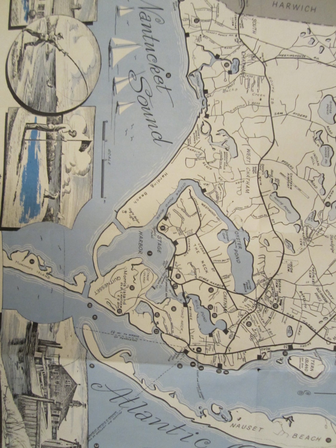 1960s Chatham Cape Cod Map and travel brochure 1961 The