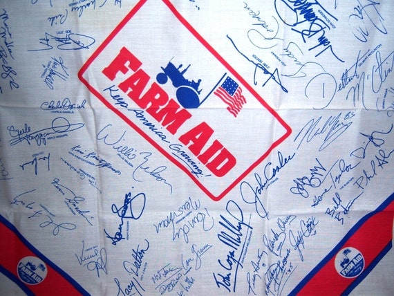 Vintage Willie Nelson 1985 First Farm Aid Concert Bandana