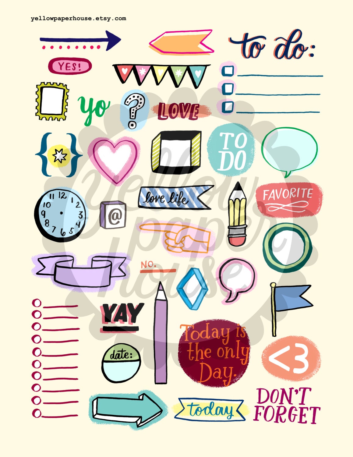 Printable Planner Doodles Instant Download Organization