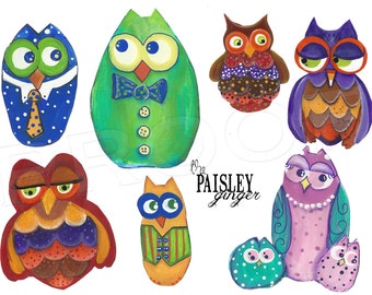 Seasonal owl clipart | Etsy