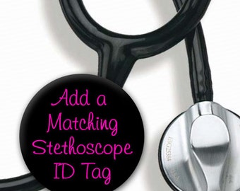 Stethoscope ID Tag Personalized Name Damask Blue Pink and