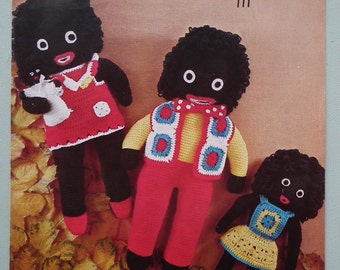 Vintage 1970s Knitting and Crochet Pattern - Golly Dolls - Gollie ...