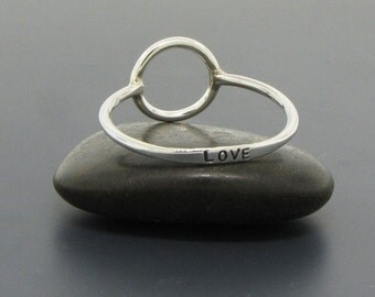 Personalized karma ring, sterling silver circle ring, purity ring, life ...