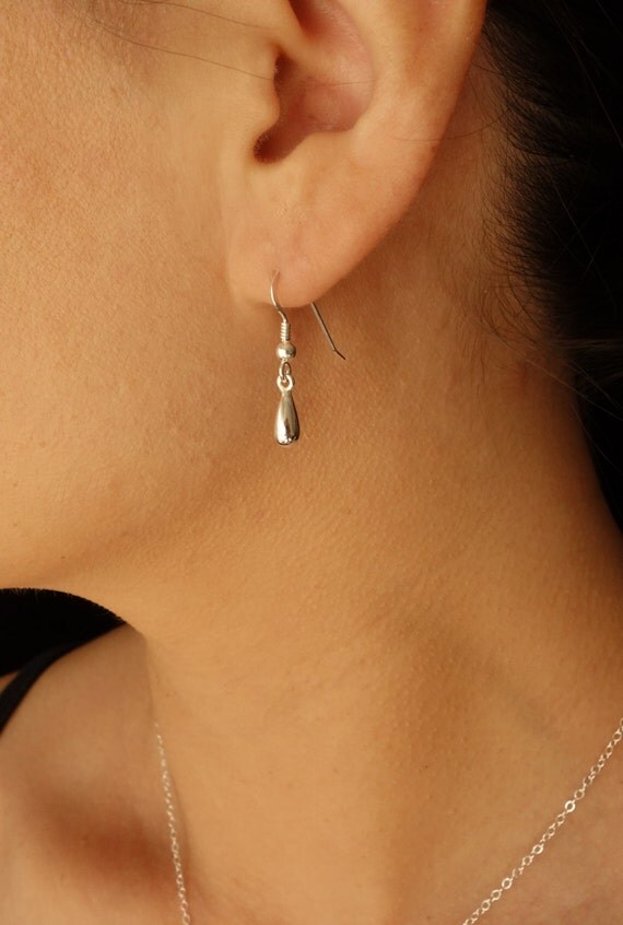 Teardrop Earrings in Solid Sterling Silver Gold version