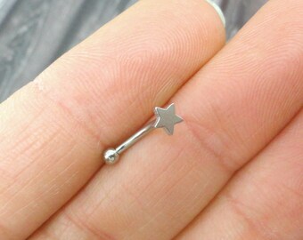 Tiny Silver Star Eyebrow Ring Rook Ear Piercing