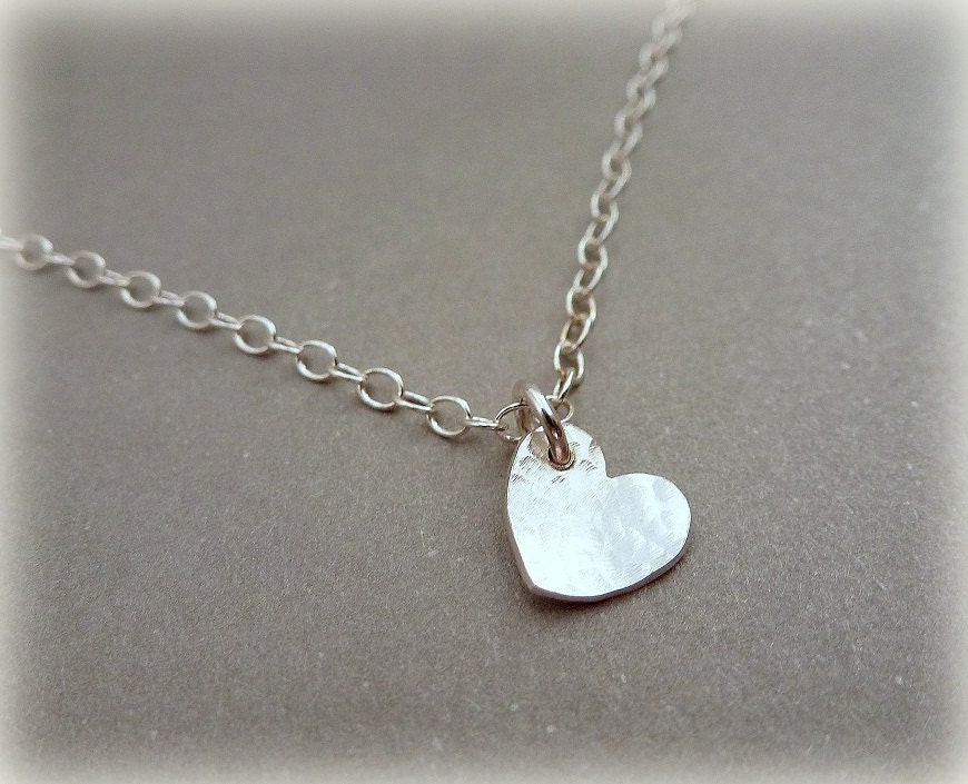 Silver Heart Necklace Solid Sterling Silver Tiny Small Heart