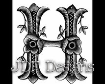 Popular items for letter h monogram on Etsy