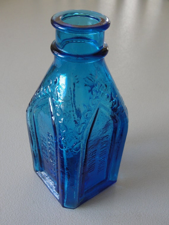 Vintage Wheaton Glass Bottle Large Blue Chief Wahoo by CasaMimi