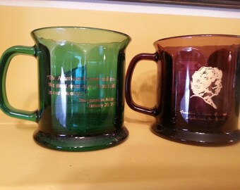 Vintage Unique Glass Mug Two Jimmy Carter and Eleanor Roosevelt ...