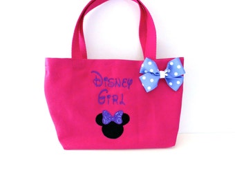 Pink and Purple Minnie Mouse Disney Girl Tote Bag with Bow