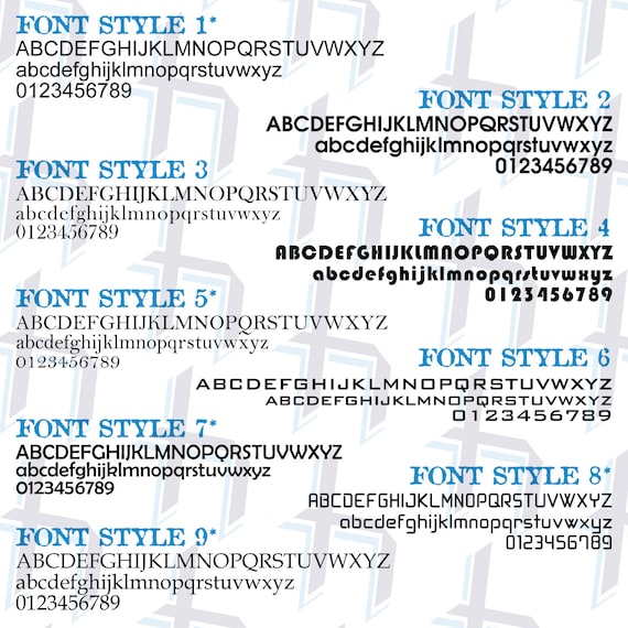 Custom Vinyl Lettering Font Styles 1-36 PRICED PER LETTER 1