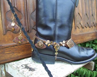 Boot Jewelry with Earrings, Boot Bling, Cowgirl Jewelry, Copper and Stone