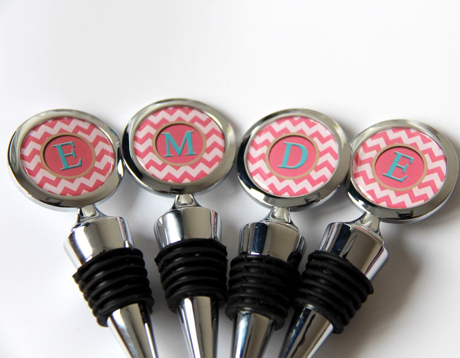 Personalized Wine Stopper Monogram Wine Stopper Coral