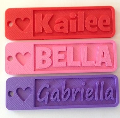 Personalized 3D printed name tags for luggage by MakeIt3D on Etsy