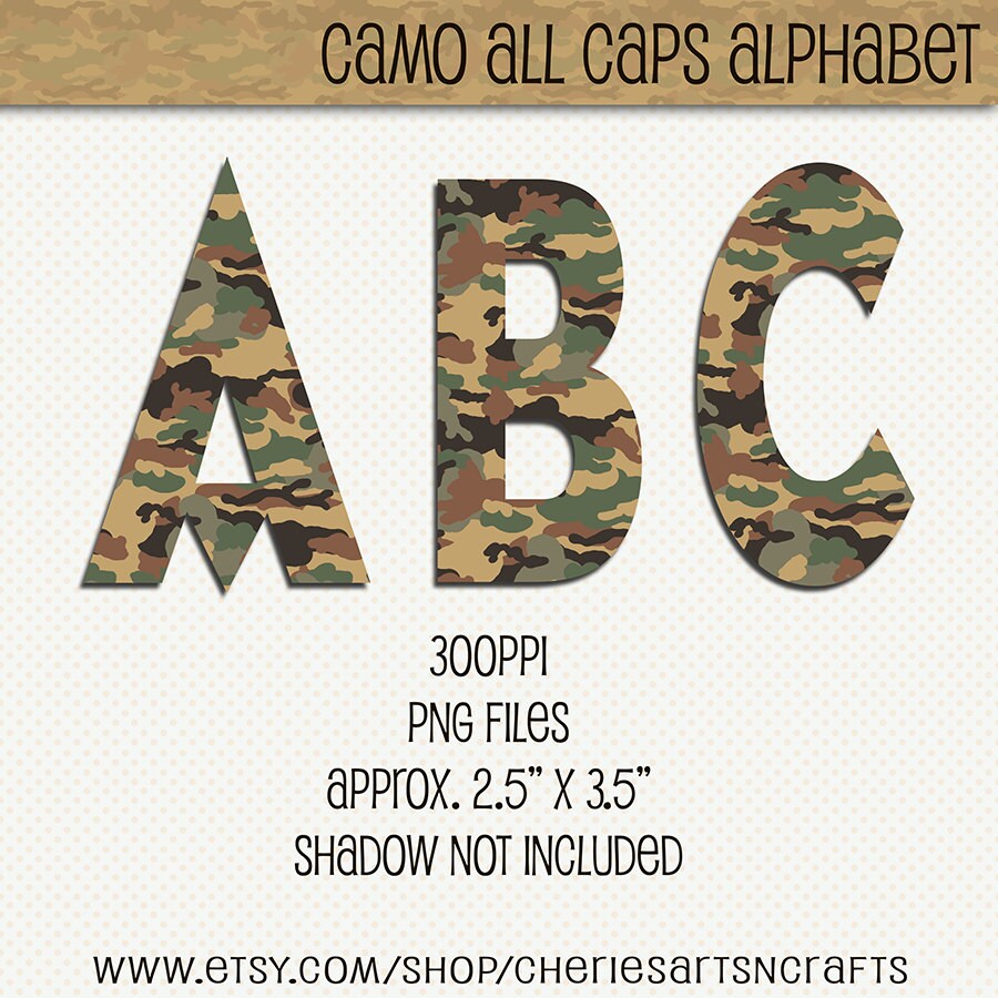 Camo Alphabet Camo Letters All Caps Digital Scrapbooking